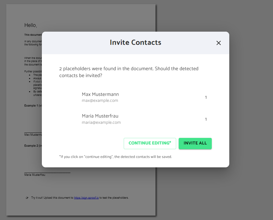 sproof sign Docs